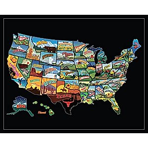 Scratch Off Map Of United States, USA State Scratch Sticker, Travel Map Gift Adventure Wall Poster For Kids Adults (States)