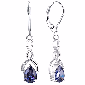 YL Dangle Drop Earrings 925 Sterling Silver Infinity Leverback Earrings Created Tanzanite Jewelry Gifts for Women