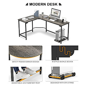 Teraves Modern L-Shaped Desk 58'' Corner Computer Desk Home Office Study Workstation Wood & Steel PC Laptop Gaming Table