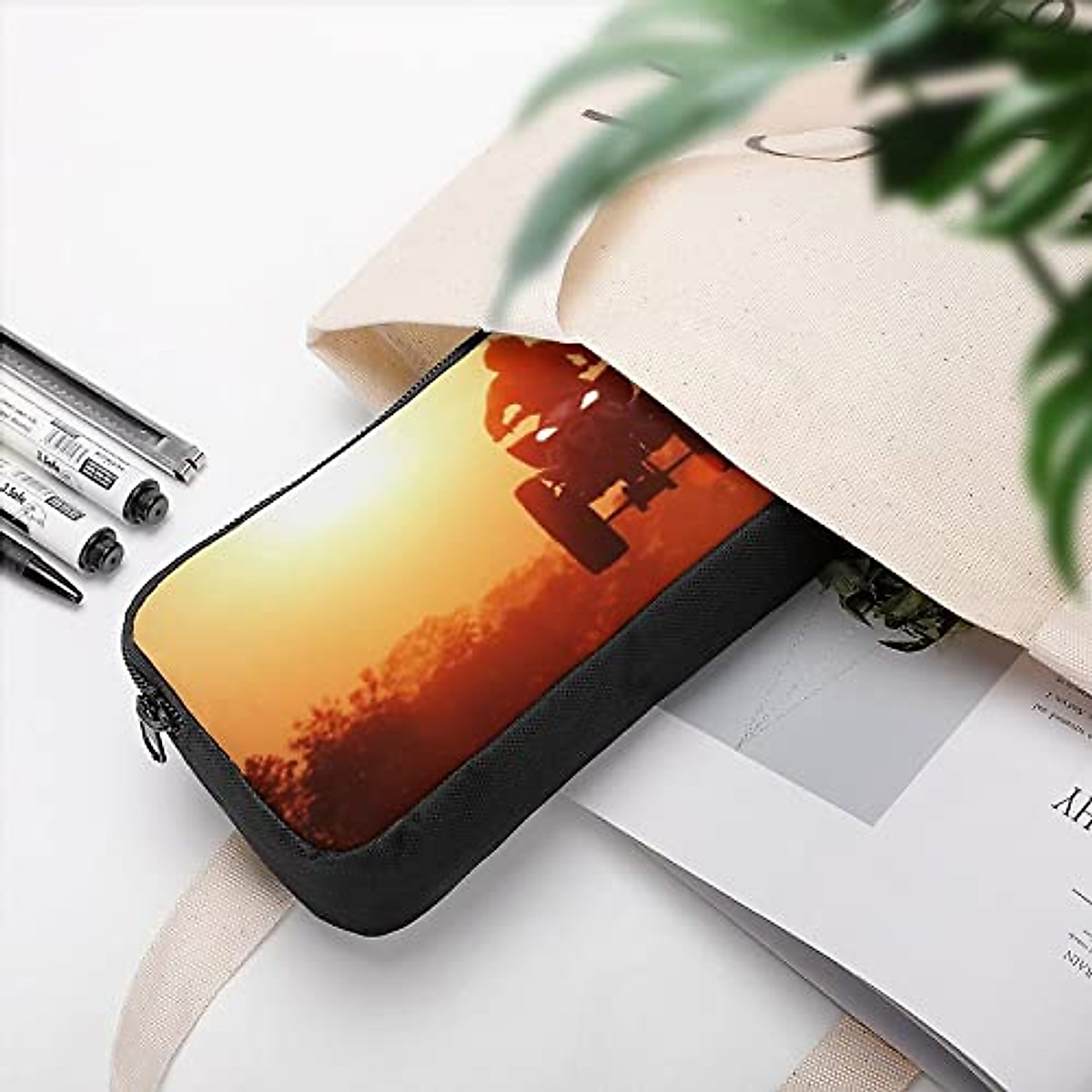 Silhouette ATV Jump Pencil Case Pencil Pouch Coin Pouch Cosmetic Bag Office Stationery Organizer