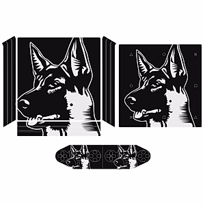 German Shepherd Head Decal Cover Sticker for PS-4 Slim PS-4 Pro Decal Sticker Compatible with PS-4 Controller Funny