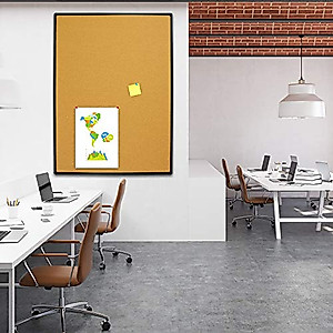 JILoffice Cork Board Bulletin Board 48 x 36 Notice Board, Black Aluminum Frame Wall Mounted Board for Office Home and School with 10 Push Pins