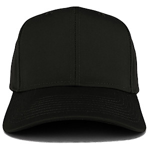 Armycrew XXL Oversize High Crown Adjustable Plain Solid Baseball Cap - Black