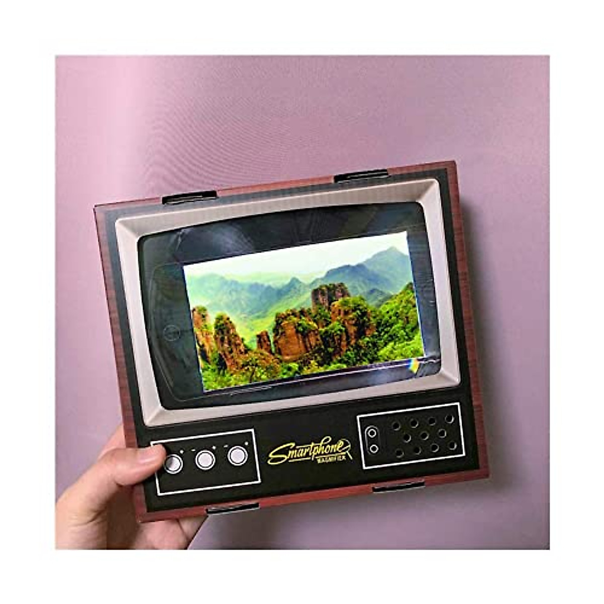 HD 3D Mobile Phone Screen TV Magnifier Amplifier Mini Retro Small 8 Inches Magnifying Glass with Foldable Holder Stand for Any Smartphone Movie Video