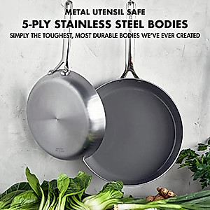 GreenPan GP5 Stainless Steel 5-Ply Healthy Ceramic Nonstick 10" and 12" 2 Piece Frying Pan Skillet Set, Scratch Resistant, Induction, Dishwasher & Oven Safe, PFAS-Free