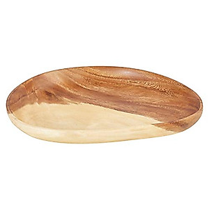 Bloomingville 12" L Oval Carved Acacia Wood Serving Platter Tray, Brown