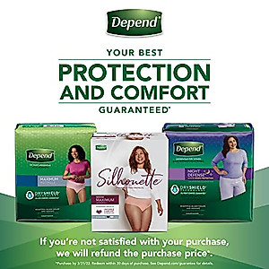 Depend Silhouette Incontinence and Postpartum Underwear for Women, Maximum Absorbency, Disposable, Large/Extra-Large, Lavender/Teal/Berry, 12 Count