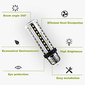 LED Light Bulb 100W Equivalent 1200 Lumen 6500K Warm White 12W LED Corn E26 Light Bulb Base Non-dimmable Ceiling Fan Corn Lighting for Home, Garage, Indoor High Brightness (Daylight White)
