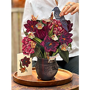 Freshcut Paper Pop Up Cards, Paper Flower Bouquet 3D Popup Greeting Cards with Note Card & Envelope, Birthday Card, Anniversary Card, Get Well Gifts for Women, 12" Moonlight Garden