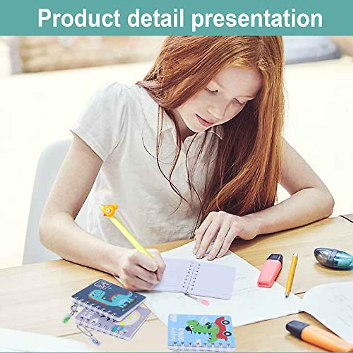 Aifieego Kids Panda Party Favor, Small Spiral Pocket Notebook Journal for Girls, Cute lined Notepad Note Books,Mini little Note Pads (dino)