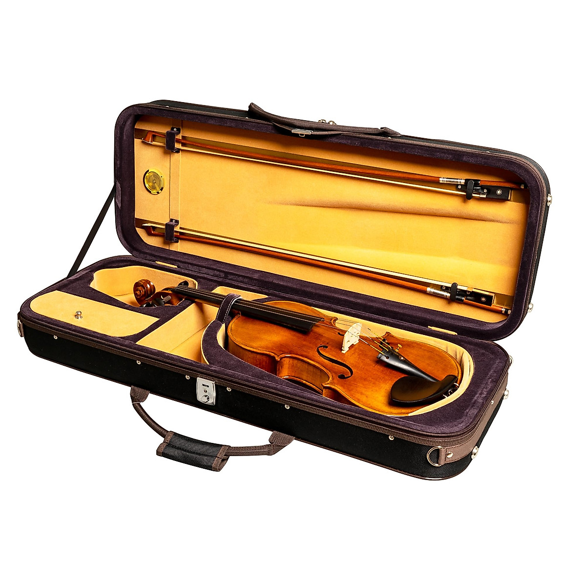 MI&VI AF-5003 Lightweight 4.5lb Hard Viola Travel Case With Reflective Safety Strips | Shoulder Straps | Hard-Shell | High-Density Foam - MIVI Music (15.5" to 16" inch)