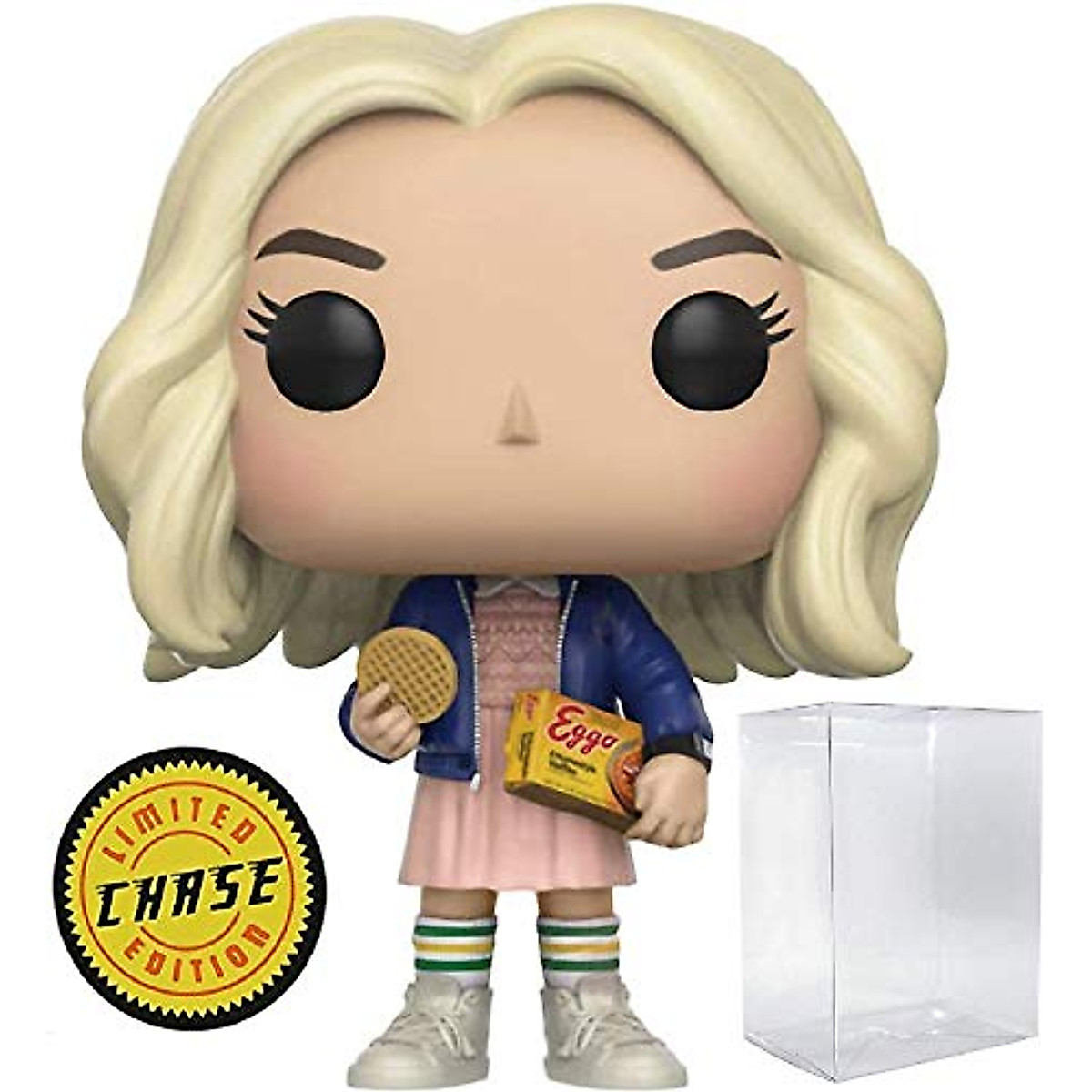 Funko POP [Stranger Things] - Eleven in Wig with Eggos Limited Edition Chase Pop! Vinyl Figure (Bundled with Compatible Pop Box Protector Case), Multicolor, 3.75 inches