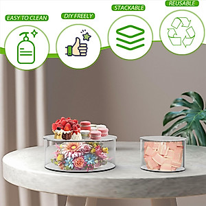 LEPump 2 Pcs Acrylic Fillable Clear Wedding Cake Stands 10 x 4'' and 6 x 4'' Cake Riser Round 2 Tier Cylinder Stand Display Box with Lid Decorative Centerpiece for Party Birthday