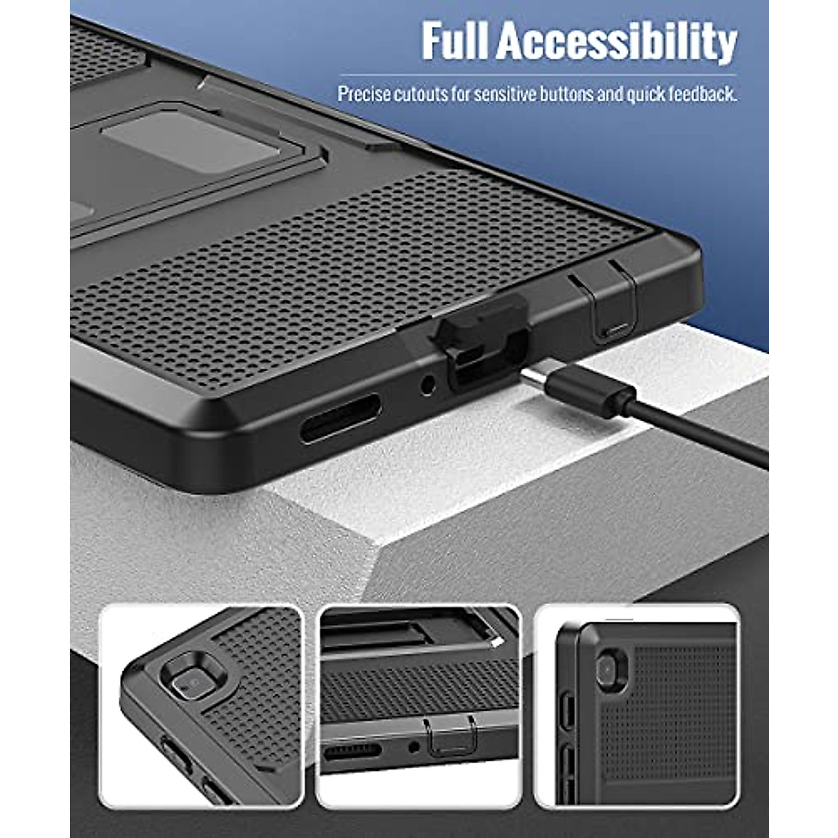 MoKo Case Fit Samsung Galaxy Tab A7 Lite 8.7-Inch 2021 (SM-T225/T220/T227), Shockproof Full Body Rugged Stand Back Cover Built-in Screen Protector Fit Galaxy Tab A7 Lite 8.7" 2021, Black