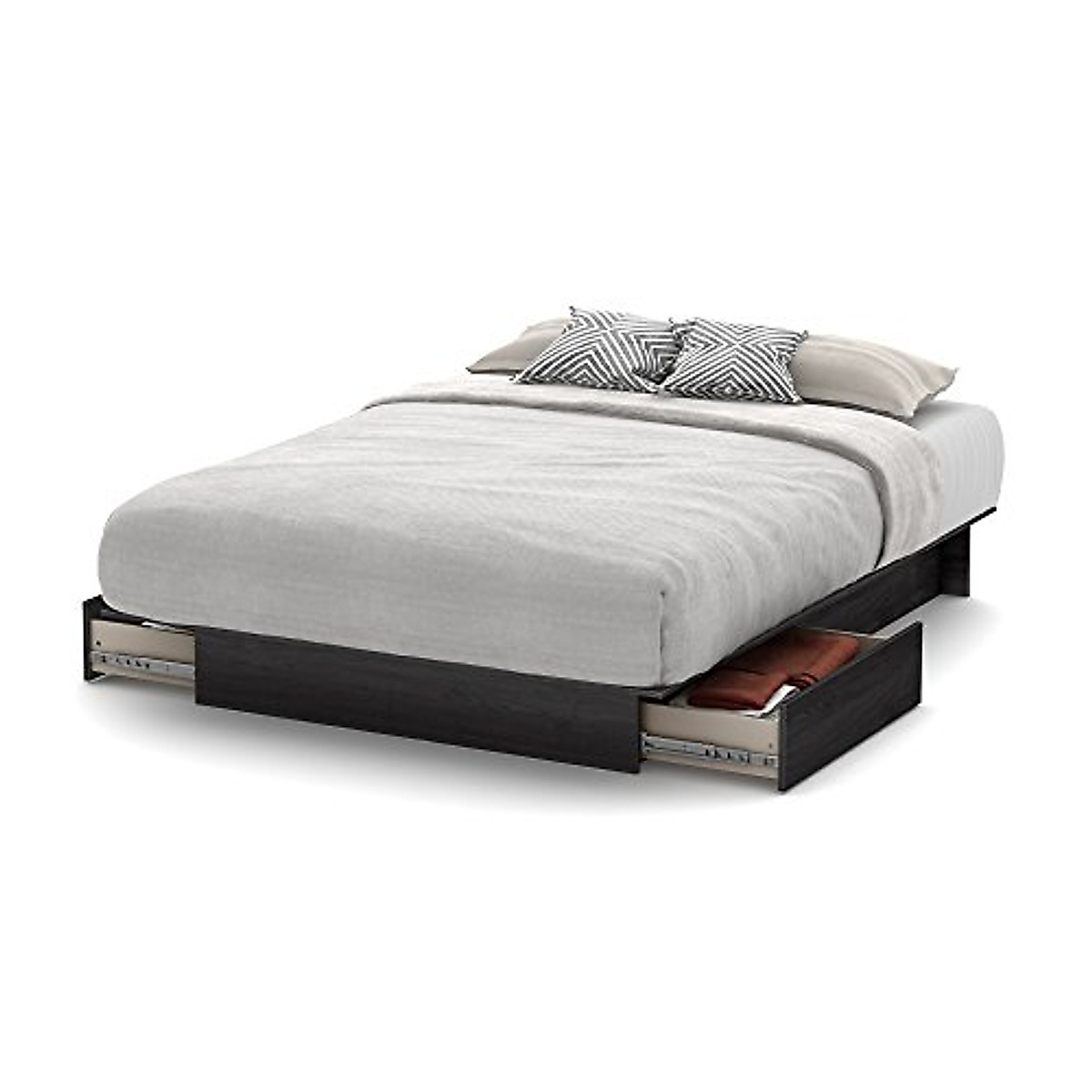 South Shore Step One Platform Bed Gray Oak, Contemporary