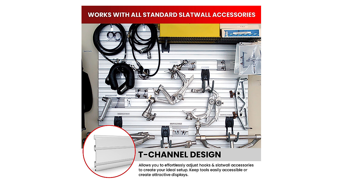 DLDIRECT DiamondLife Aluminum Slatwall Panel Garage Wall Organizer ...