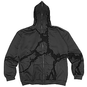 MINIDORA Men's Y2k Zip Up Hoodies Oversize Pullover Sweatshirts Hip Hop Streetwear Only Hoodie-Pink Medium