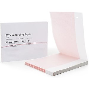 ECG Paper Depot ECG Recording Paper, Red Grid Thermal Paper, 8 1/2 in x 138 ft, 150 Count, Compatible with GE Case 12,15,16,8000, MAC 6,8,12,15,1200, 5000 (1 Pack)