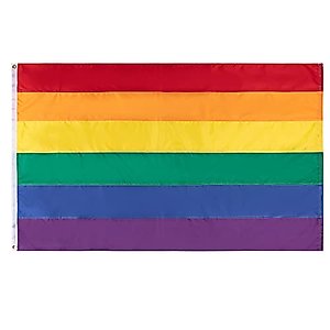 Gay Pride Rainbow Flag 3x5 FT,Heavy-Duty 420D Nylon Outdoor Gay Flag,Sewn Stripes UV Fade Resistant and Tough Brass Grommets（3 by 5 Foot)