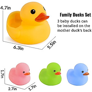 Bath Duck Toys 4Pcs Family Rubber Ducky Float&Squeak Baby Toddlers Preschool Bathtub Shower Toy (Colorful)