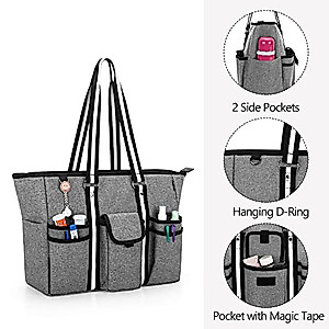 CURMIO Nurse Tote Bag with Additional Bottom Support for Home Health Care, Clinical Bag for Nursing Students, Doctors, Medical Assistants, Gray (Empty Bag Only, Patented Design)