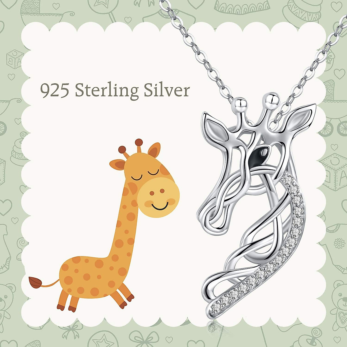 JUSTKIDSTOY Celtic Knot Necklace Giraffe Pendant 925 Sterling Silver Giraffe Animal Head Necklace Giraffe Jewelry Mothers Day Gifts for Women Daughter