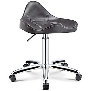 Solid Saddle Stool Ergonomic,Professional Equipment Pu Leather Thick Padding Salon Stool for Hairdressing Massage Spa Salon Tattoo Dental Clinic Bar Studio/Grey