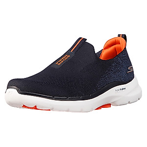 Skechers Men's Gowalk 6-Stretch Fit Slip-On Athletic Performance Walking Shoe, Navy/Orange, 10