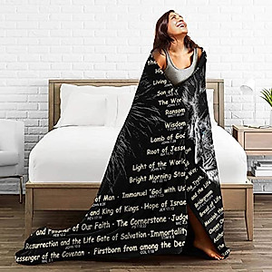 Bible Verse Blanket Christian Gifts (50x40inch)- Religious Throw Blanket Soft Lightweight Cozy Plush Warm Lion Blankets for Women Men