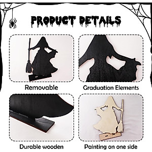 Hocus Pocus Halloween Wooden Table Decorations, 3pcs Black Wooden Table Centerpieces Trick or Treat Witches Table Topper for Halloween Party Decor