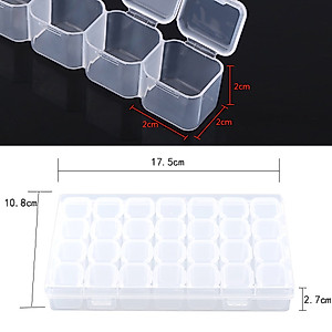 Clear Plastic Jewelry Beads Medicine Pill Box Organizer Storage Container Nail Art Rhinestone Storage Box with Removable Adjustable Dividers Case 28 Grids
