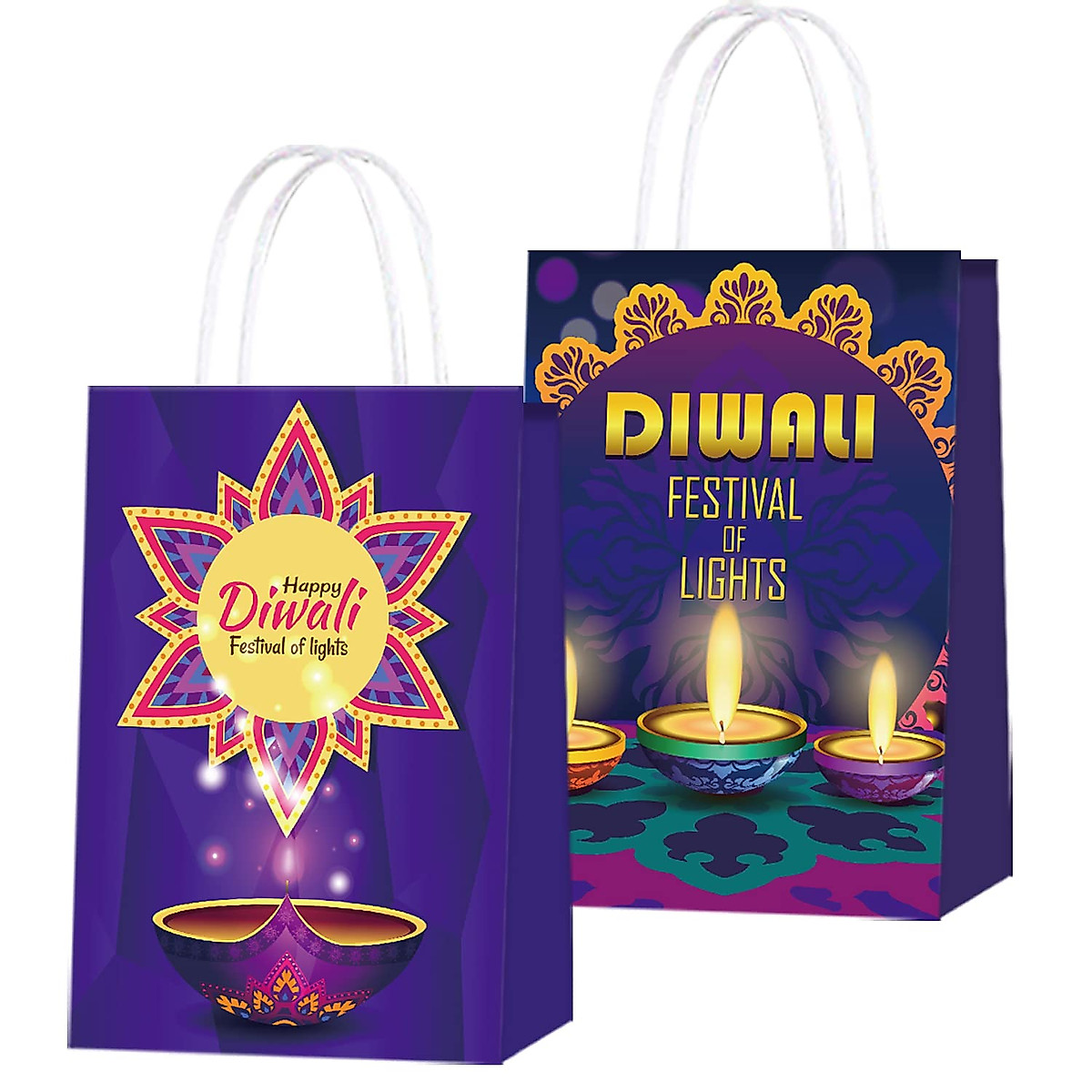 HABDJILTY 20 Pcs Happy Diwali Gift Bags,Festival of Lights Gifts Bags for Birthday Gift Packs Snacks Candy Bags Diwali Party Favor