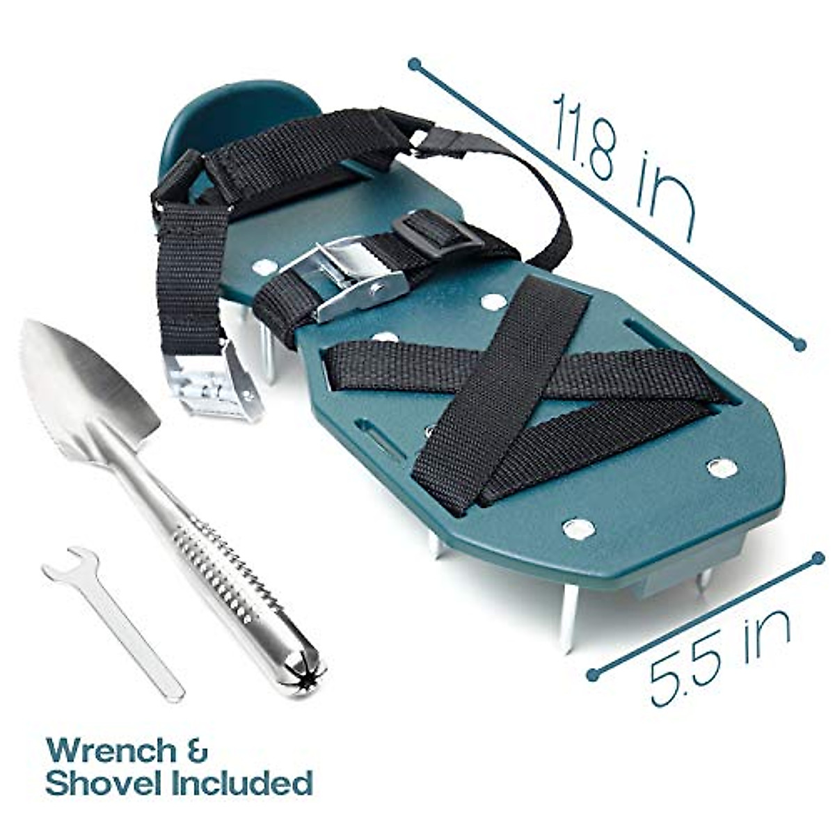 Jumbo Varieties Lawn Aerator Shoes - Heavy-Duty Lawn Aerating Sandals with Spikes - Dual Straps, Nonslip Metal Buckles, Stainless Steel Shovel - Soil Conditioner Spike Shoes for Garden, Yard Aeration