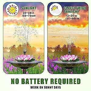 Hiboom 2 Pcs Solar Water Fountain with Lotus Leaf Solar Bird Bath Fountain Pump Solar Fountain with 6 Nozzles Solar Powered Bird Bath Floating Fountain Panel Solar Water Fountain for Fish Tank Pool
