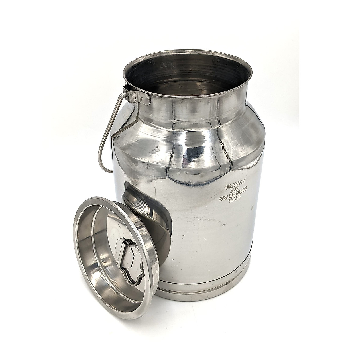 15 Qt Milk Can Tote, Stainless Steel with Lid and Handle 4 Gallon