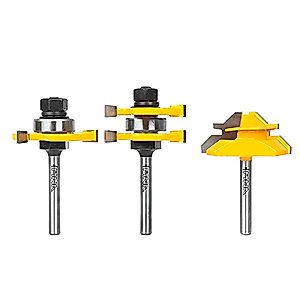 MNA Tongue and Groove Bits & 45 Degree Lock Miter Router Bit, 1/4 Inch Shank Wood Milling Cutter Bits