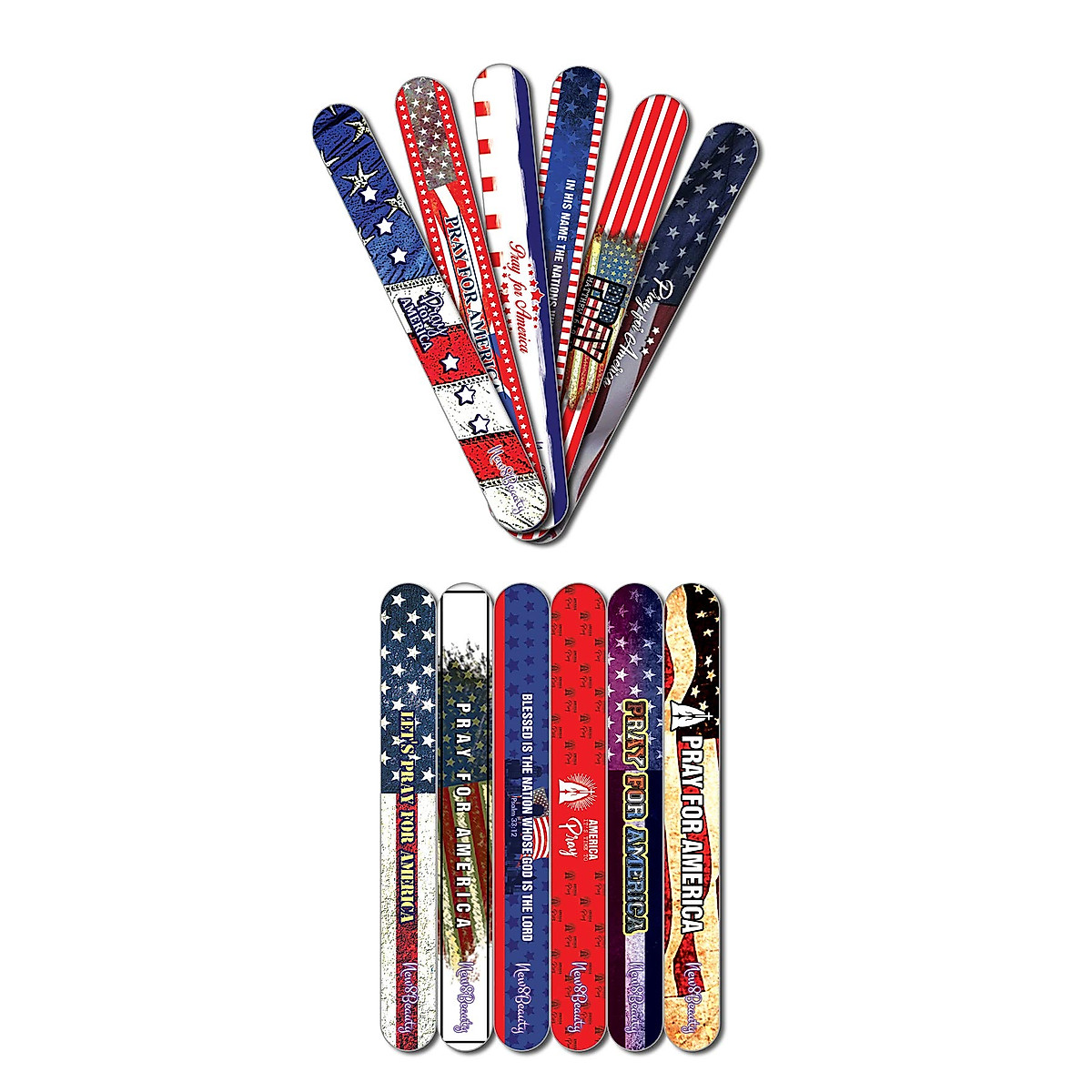 New8Beauty Emery Boards for Nails - Pray for America (36-Pack) - Premium Quality Gift Ideas for Women and Men Stocking Stuffers
