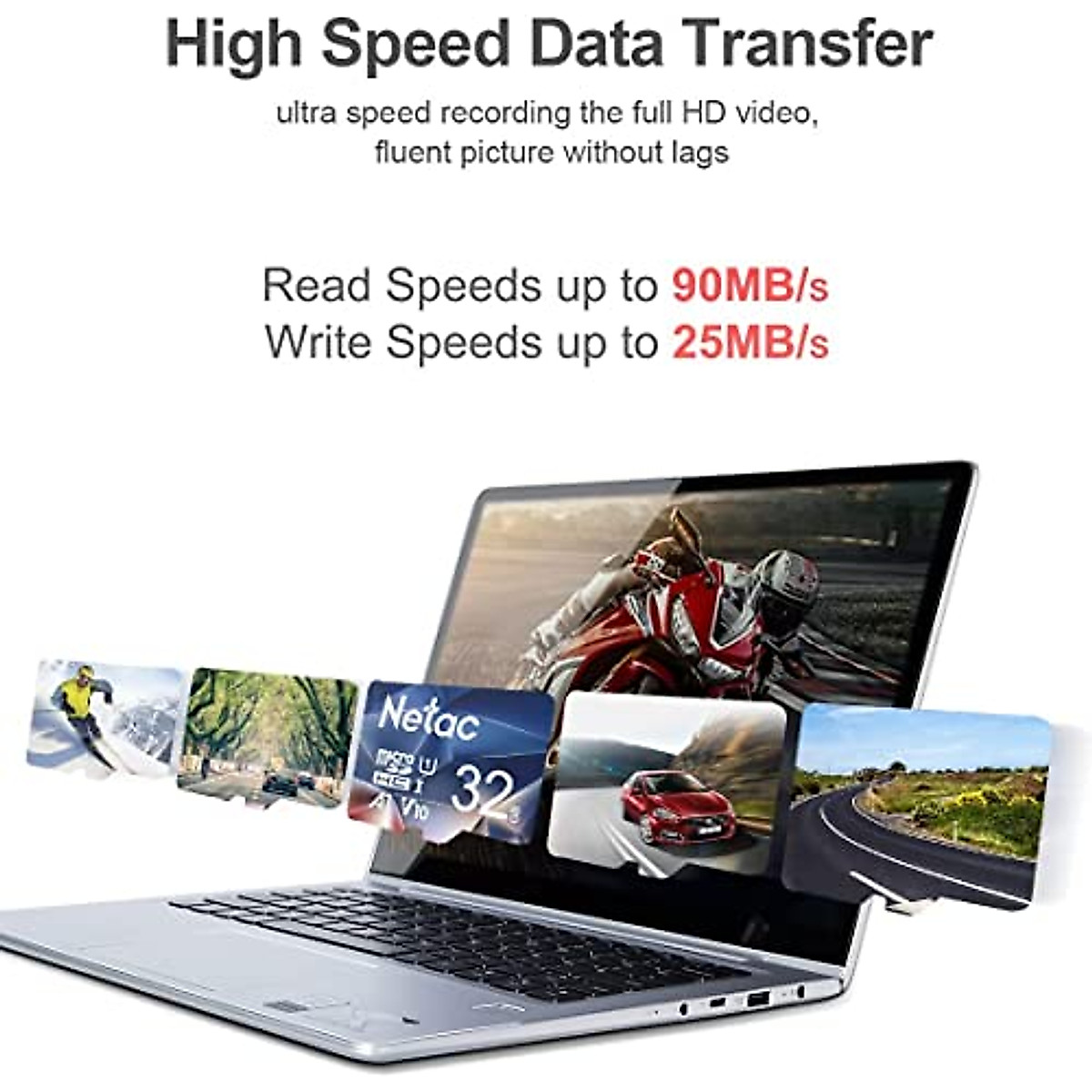 Netac 32GB Micro SD Card Micro Mini SD Card SDHC UHS-I Memory Card, High Speed TF Card up to 90MB/s - Full HD Video Recording U1, Class10, V10, A1