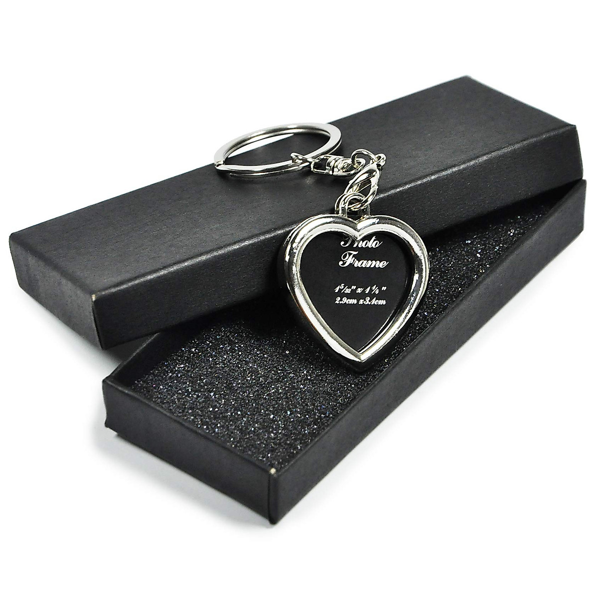 Elechobby Photo Keychain Keyring Picture Frames Commemorative Keychains (Silver Heart), Medium