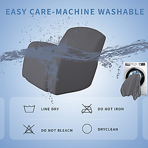 Easy-Going Recliner Stretch Sofa Slipcover Sofa Cover 1 Piece Furniture Protector Couch Soft with Elastic Bottom Kids,Polyester Spandex Jacquard Fabric Small Checks(Oversize Recliner,Gray)