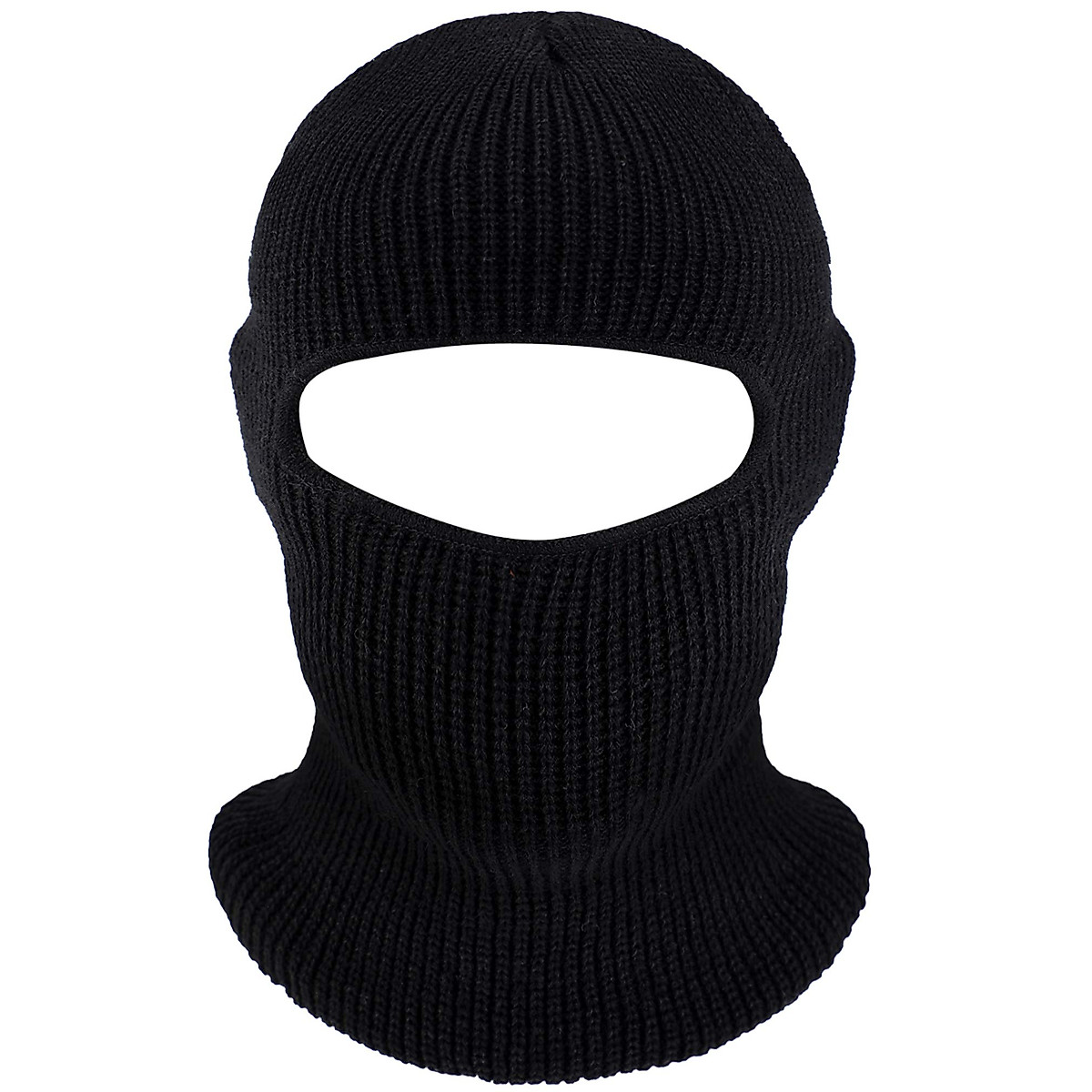 SATINIOR 1-Hole Knitted Full Face Cover Ski Mask, Adult Winter Balaclava Warm Knit Full Face Mask for Outdoor Sports Black, 38 x 22 cm/ 14.96 x 8.66 inches