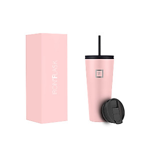 IRON °FLASK Classic Tumbler 2.0-2 Lids (Straw/Flip), Vacuum Insulated Stainless Steel Water Bottle, Double Walled, Drinking cup, Thermo Travel Mug - Rose, 32 Oz