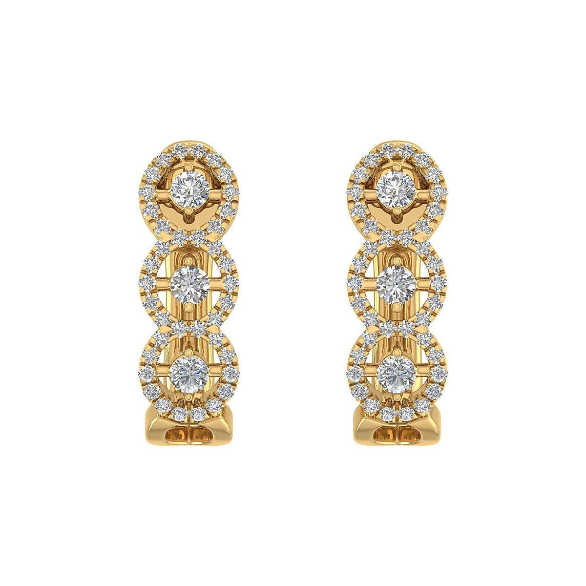 3/8 Carat Diamond Hoop Earrings in 10K Yellow Gold