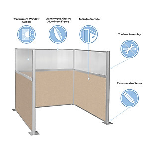 Versare Hush Panel Cubicle Kit | Workstation Partition Walls | Sound Dampening Cubicle Walls | Partitions for Desks