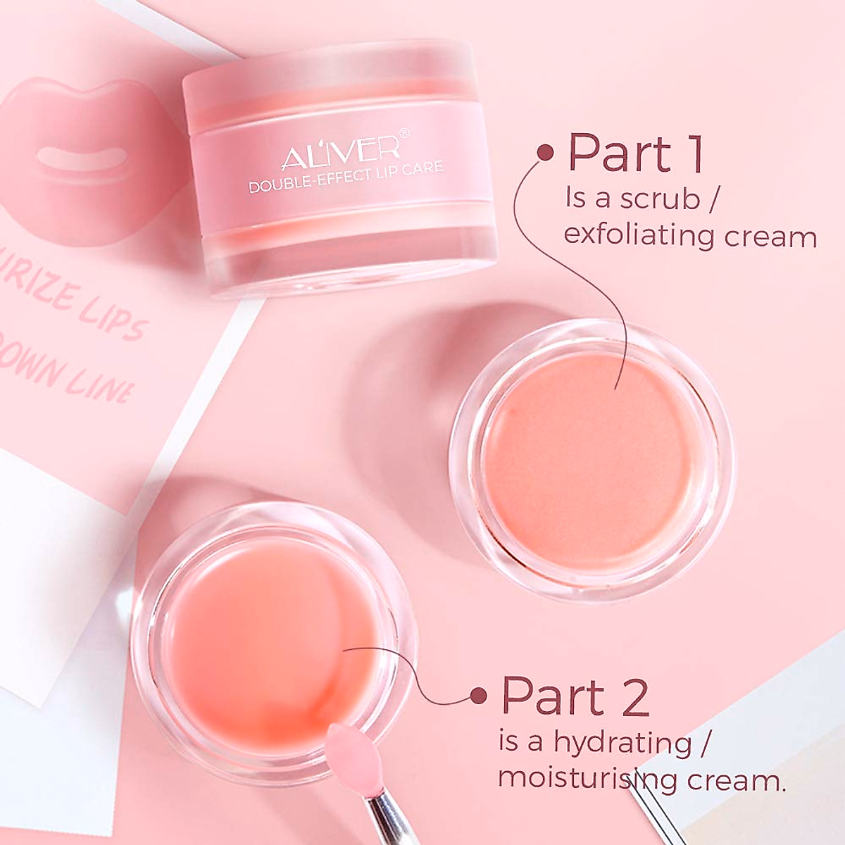 Lip Scrub, Double Effect Lip Sleeping Mask, Chapped Lip Treatment, Strawberry Overnight Moisturizing Repairing Lips Mask, Sleeping Lip Balm, Peeling Lip Primer (Strawberry)