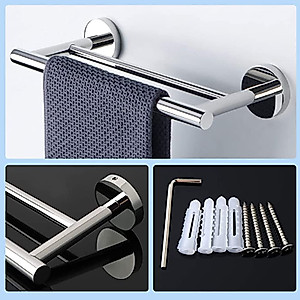 Towel Rail Bar Stainless Steel Double Towel Holder 75cm / 29.5 inches Wall Mounted Polished Bath Towel Rack for Bathroom and Kitchen, Silver