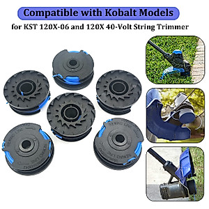 QUASION KST-120X Weed Eater String Trimmer Line 0.065" 20Ft 6-Pack,Compatible with Kobalt KST 120X-06 Electric Weed Wacker String Trimmer Spool,Pre-Wound Dual Line