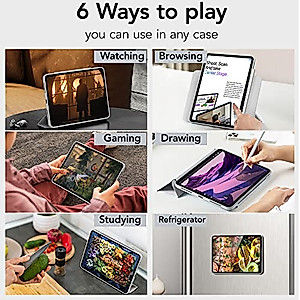 Marasone iPad Air 5th Generation Case 2022 / iPad Air 4th 2020 Case 10.9 Inch Double-Layer Magnetic Folio Cover with Multiple Angles and Pencil Charging Support, Premium PU Leather(Gray)