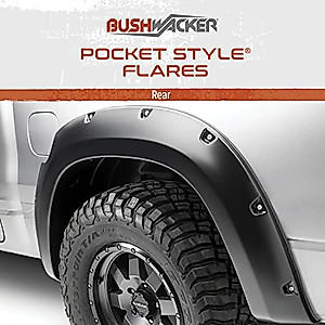 Bushwacker Pocket/Rivet Style Rear Fender Flares | 2-Piece Set, Black, Smooth Finish | 10080-02 | Fits 2007-2018 Jeep Wrangler JK Unlimited 4-Door