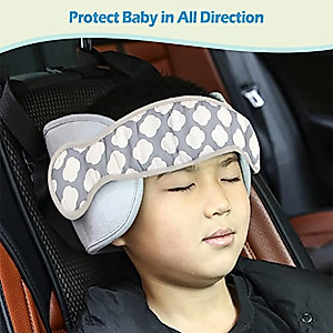 vocheer Baby Car Seat Head Support Band, Adjustable Carseat Sleep Nap Aid Holder Belt Head Protection Strap for Kids 1-5 Years Old Gray